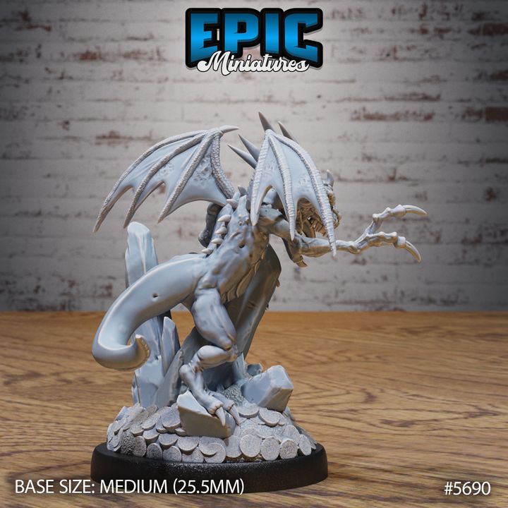 3D Printable Abyss Drake Hiding / Dragon Demonic Creature / Flying Dragonborn Demon / Evil Beast ...